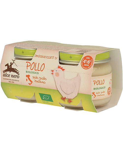 Alce Nero Omogeneizzato di Pollo Biologico, 2 Vasetti - 100% carne ...